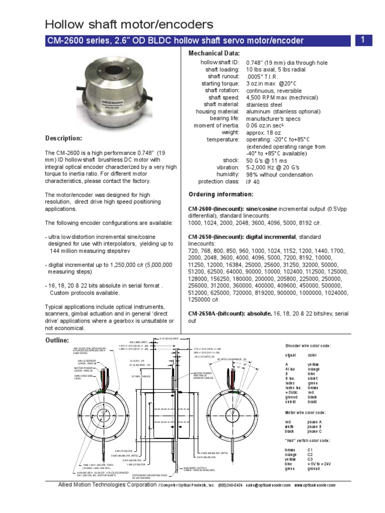 CM Series Housed Torque Motor Encoders Datasheet | PDF | Electric Motor ...