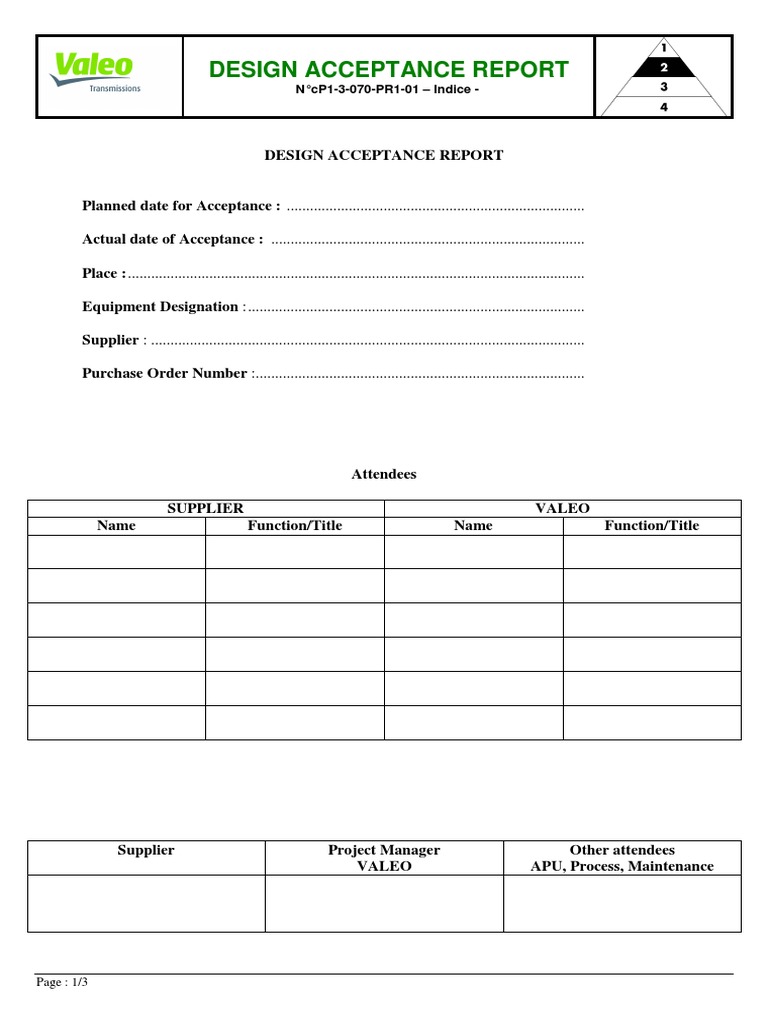 Design Acceptance Report Format | PDF | Manufacturing And Engineering ...