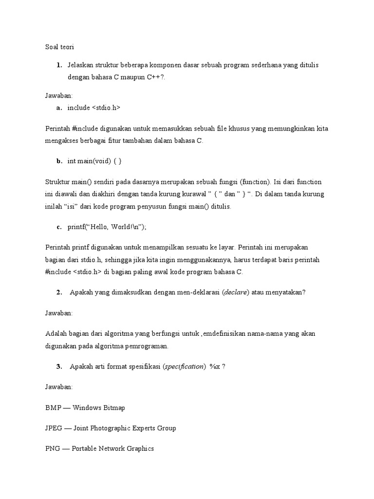 Jawaban Soal Teori Tugas 3 Coding | PDF