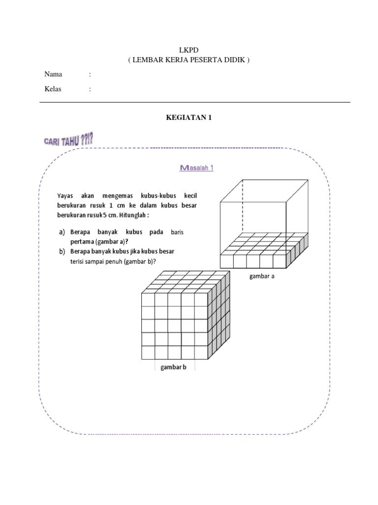 LKPD Volume Kubus Dan Balok | PDF | Metode & Bahan Ajar