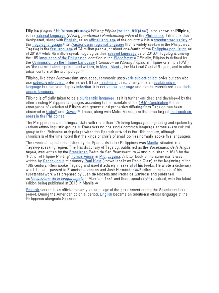 Ethnologue: Filipino ( | PDF | Sociolinguistics | Language Varieties And Styles