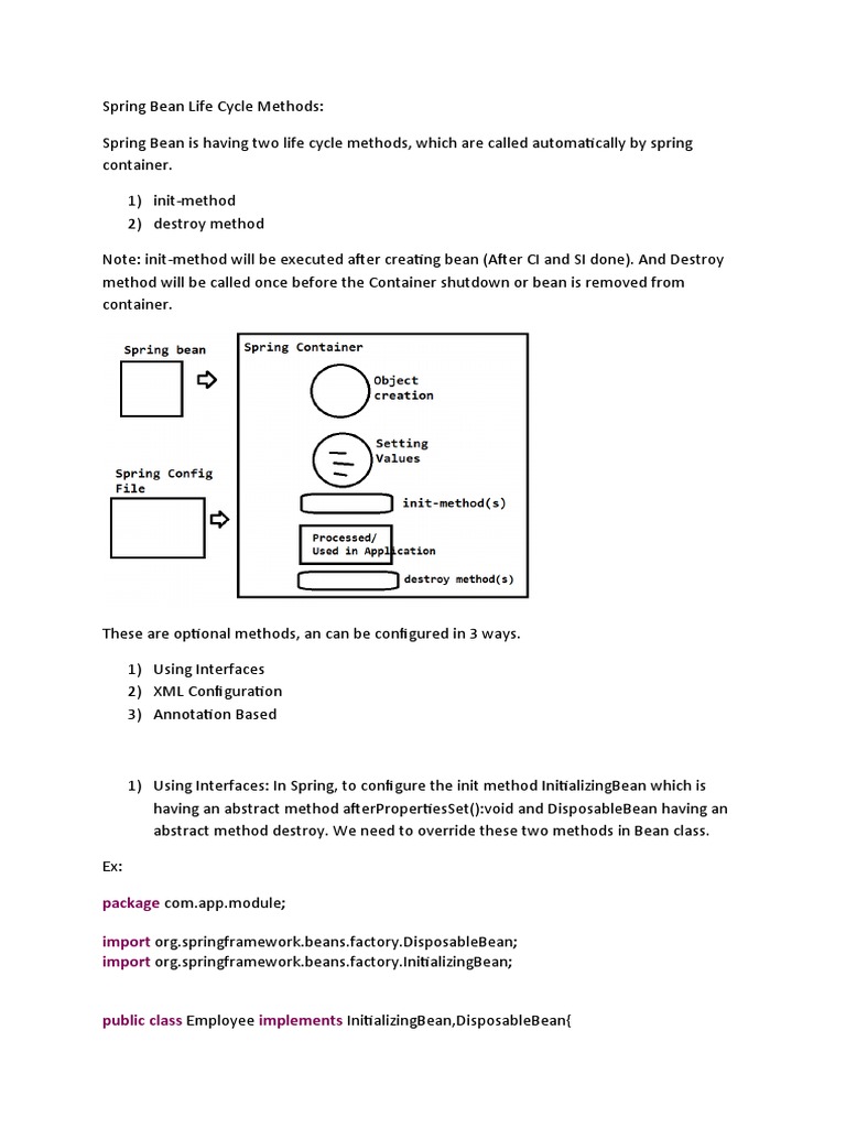 Spring Bean Life Cycle Methods | PDF | Method (Computer Programming ...