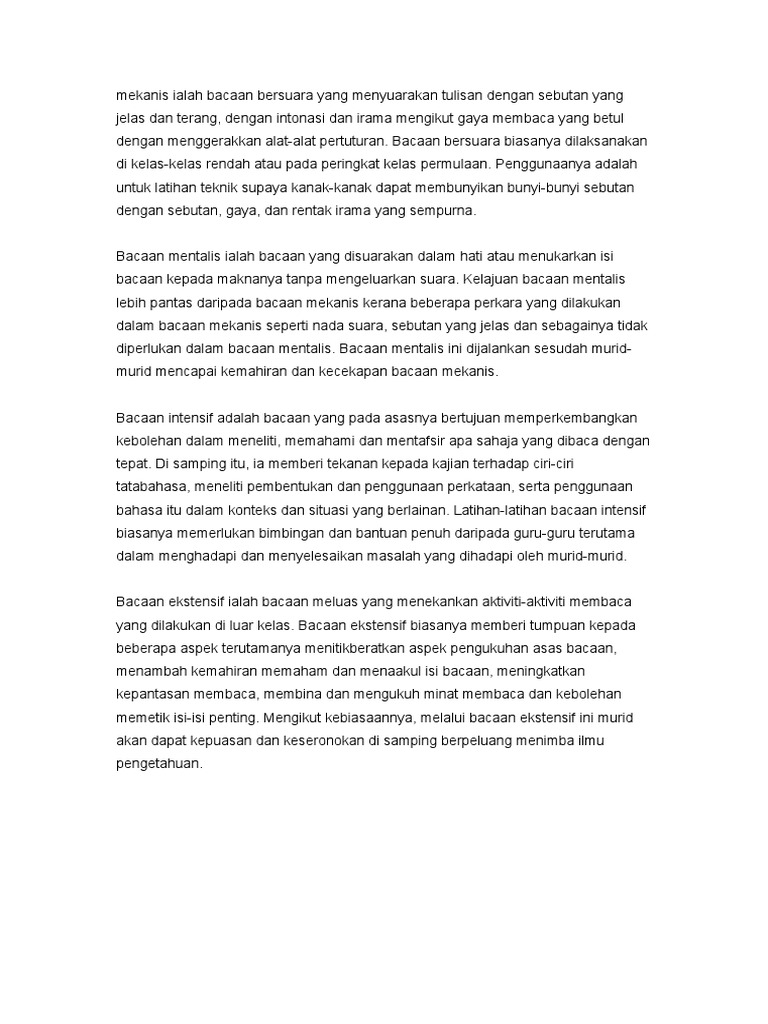 Jenis Bacaan untuk Murid Awal | PDF
