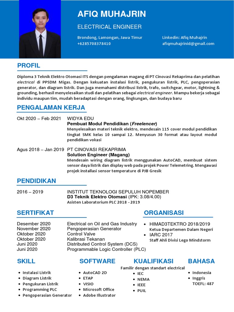 CV Electrical Engineer Afiq | PDF