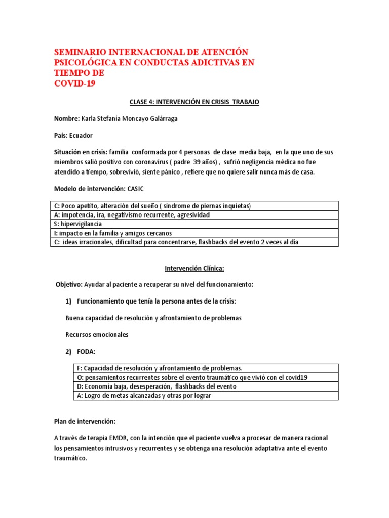 Modelo CASIC para Intervención en Crisis | PDF