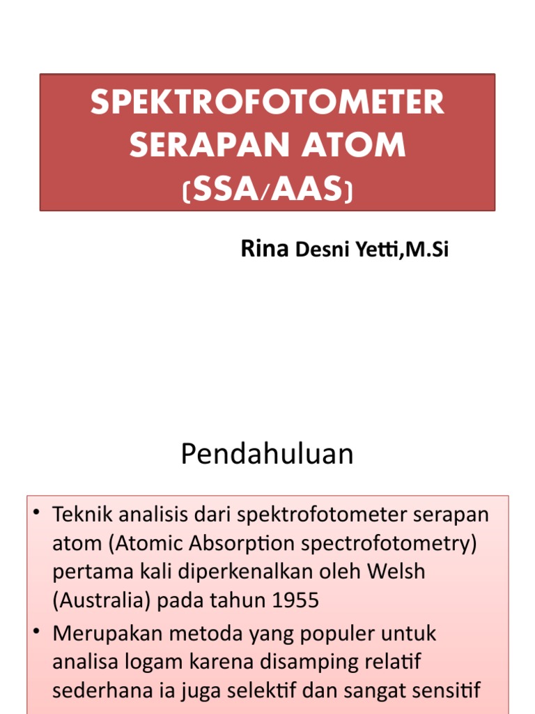 Spektrofotometer Serapan Atom (Ssa) | PDF