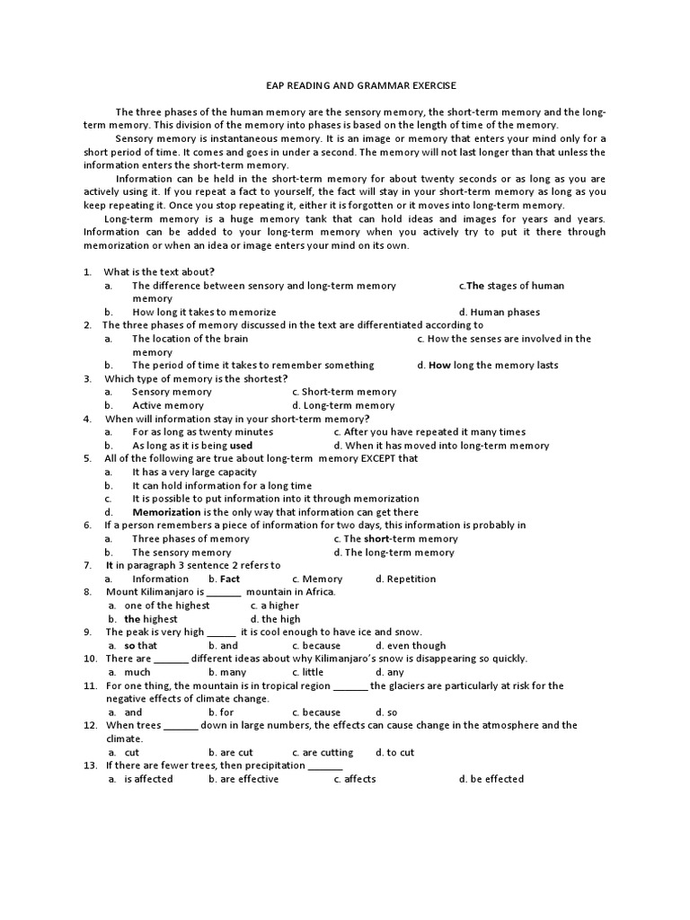 Eap Test Review Pdf Burn Memory