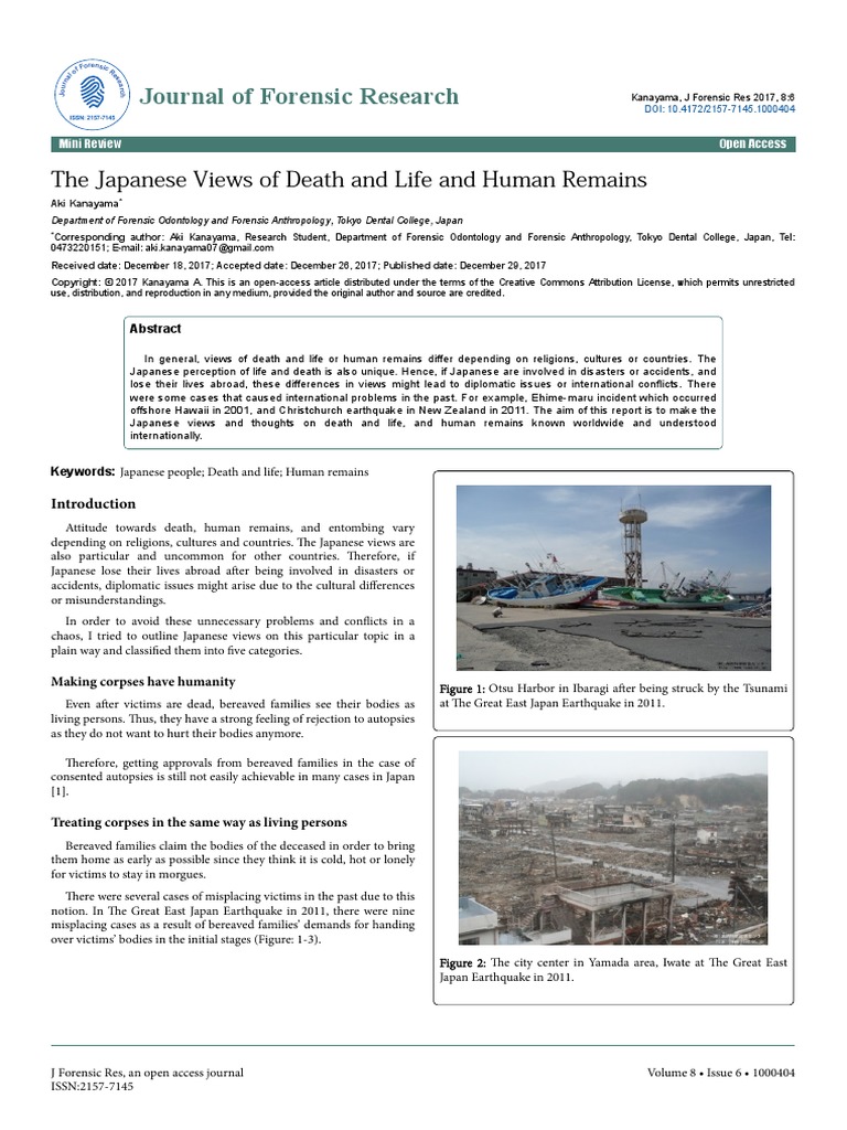 The Japanese Views of Death and Life and Human Remains 2157 7145 ...