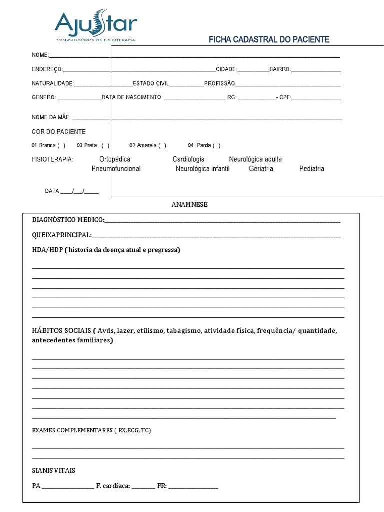 Ficha Cadastral Do Paciente | PDF | Epidemiologia | RTT
