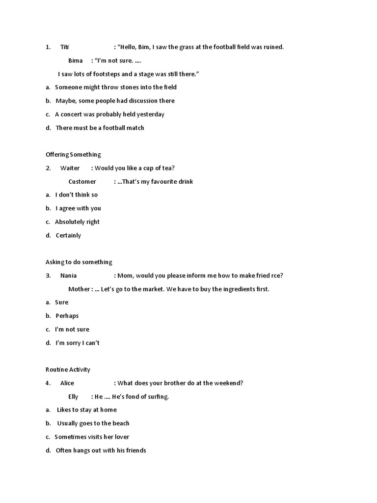 Conversations and Dialogues about Daily Activities, Requests ...