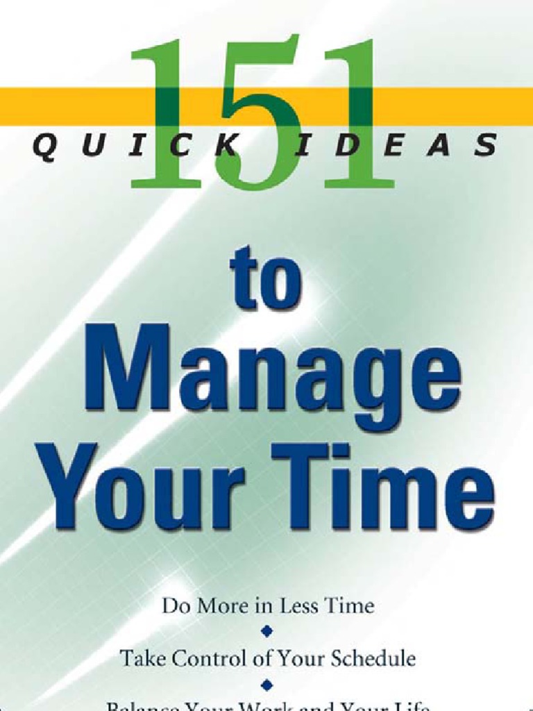 151 Quick Ideas To Manage Your Time | PDF | Personal Digital Assistant ...