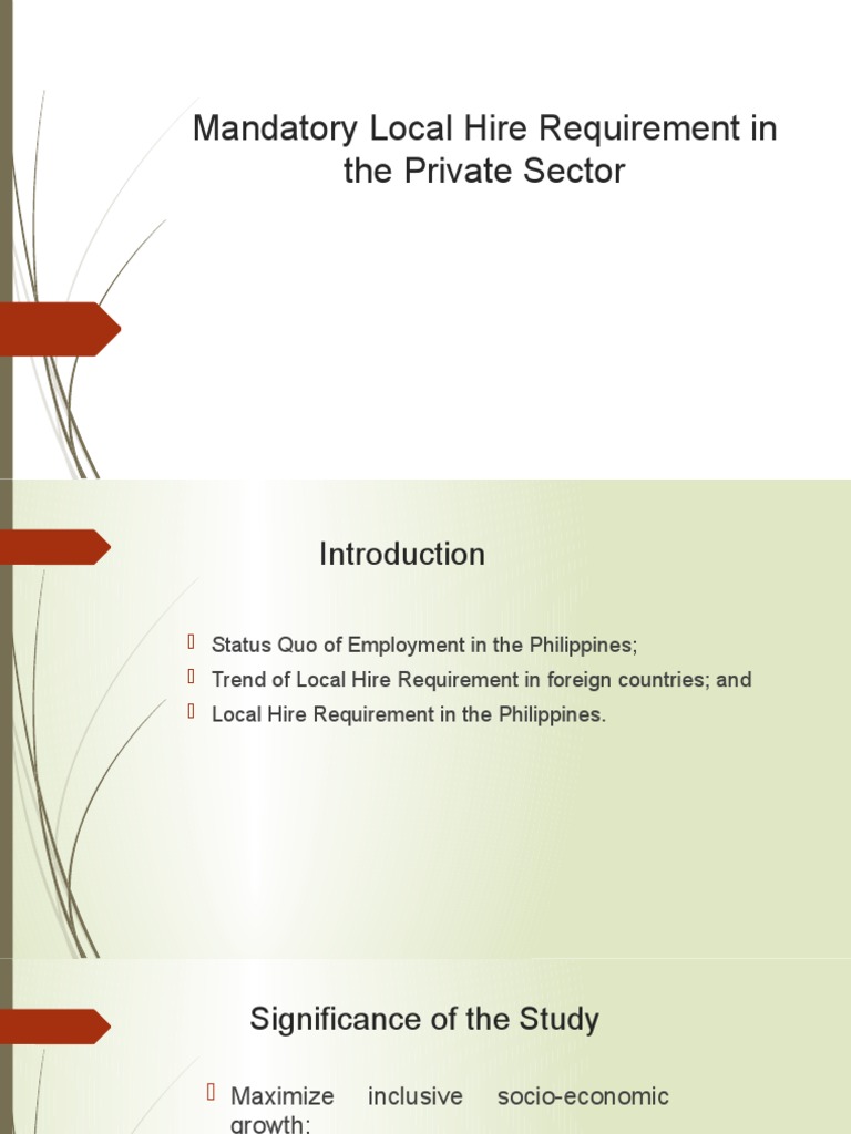 Mandatory Local Hire Requirement in The Private Sector | PDF | U.S ...