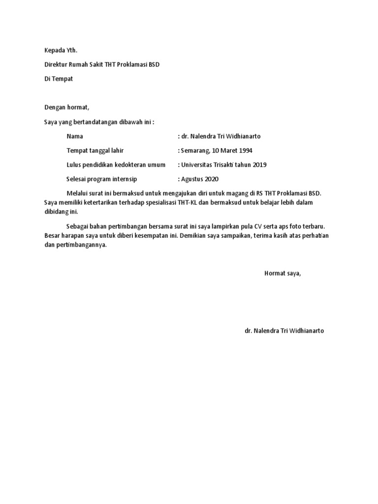 Surat Permohonan Magang | PDF