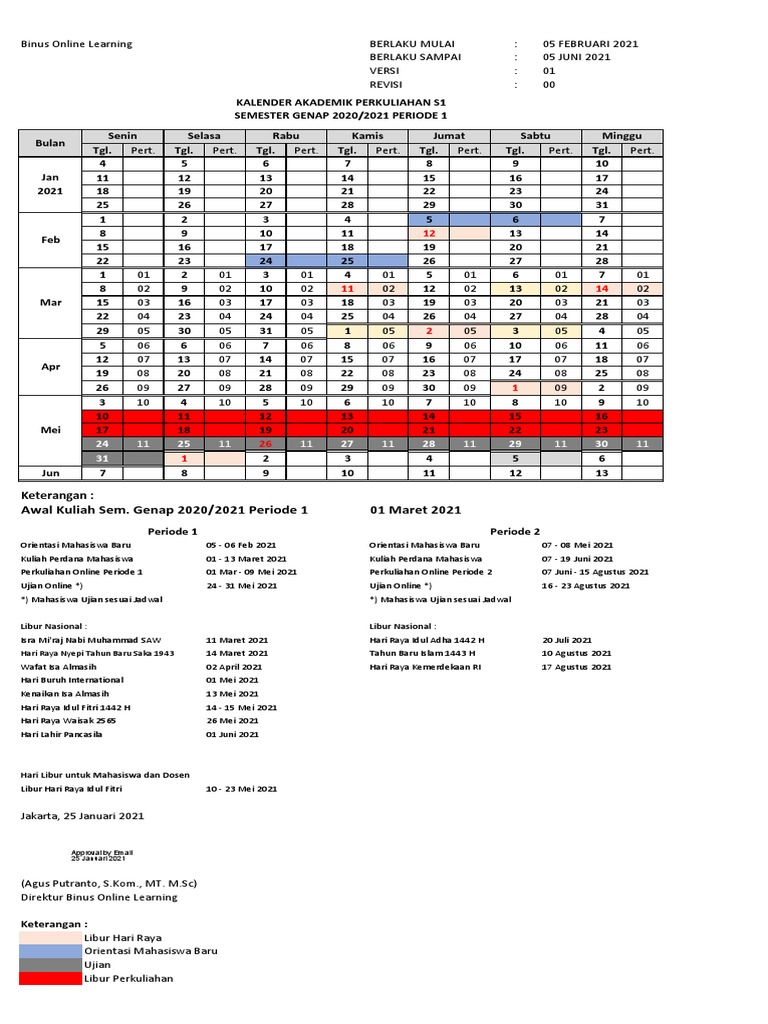 Kalender Akademik Binus 2021 | PDF