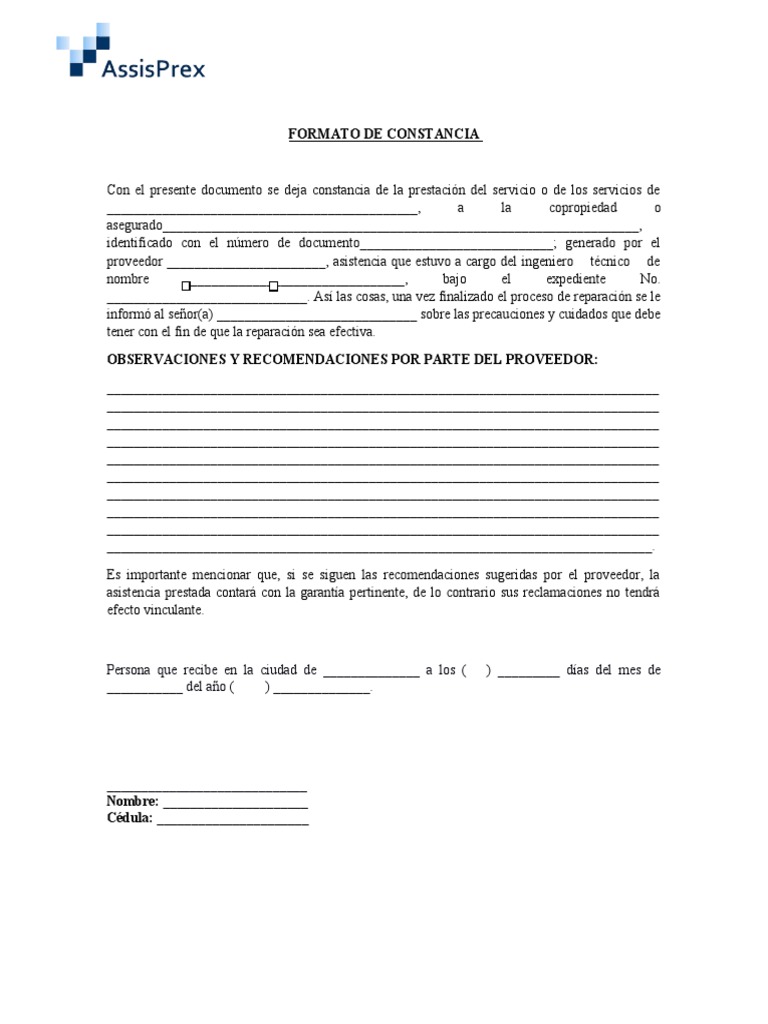 Formato de Constancia. | PDF