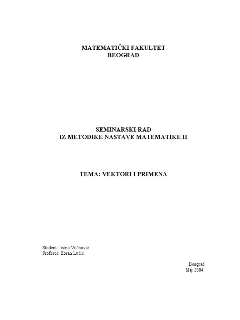 Vektori - Seminarski | PDF