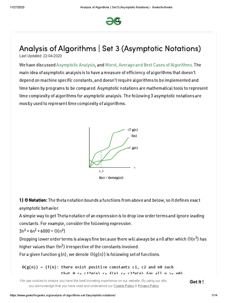 Analysis Of Algorithms Set 3 Asymptotic Notations Pdf Time Complexity Asymptotic Analysis