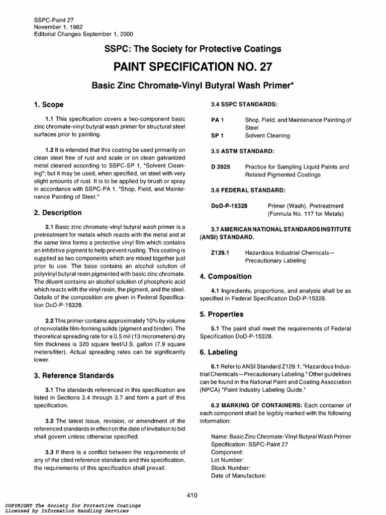 Paint Specification No.: SSPC: The Society For Protective Coatings ...