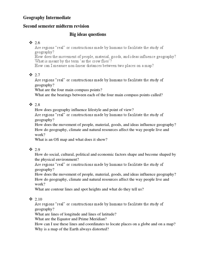 Intermediate Geography Midterm Review | PDF | Geography | Latitude