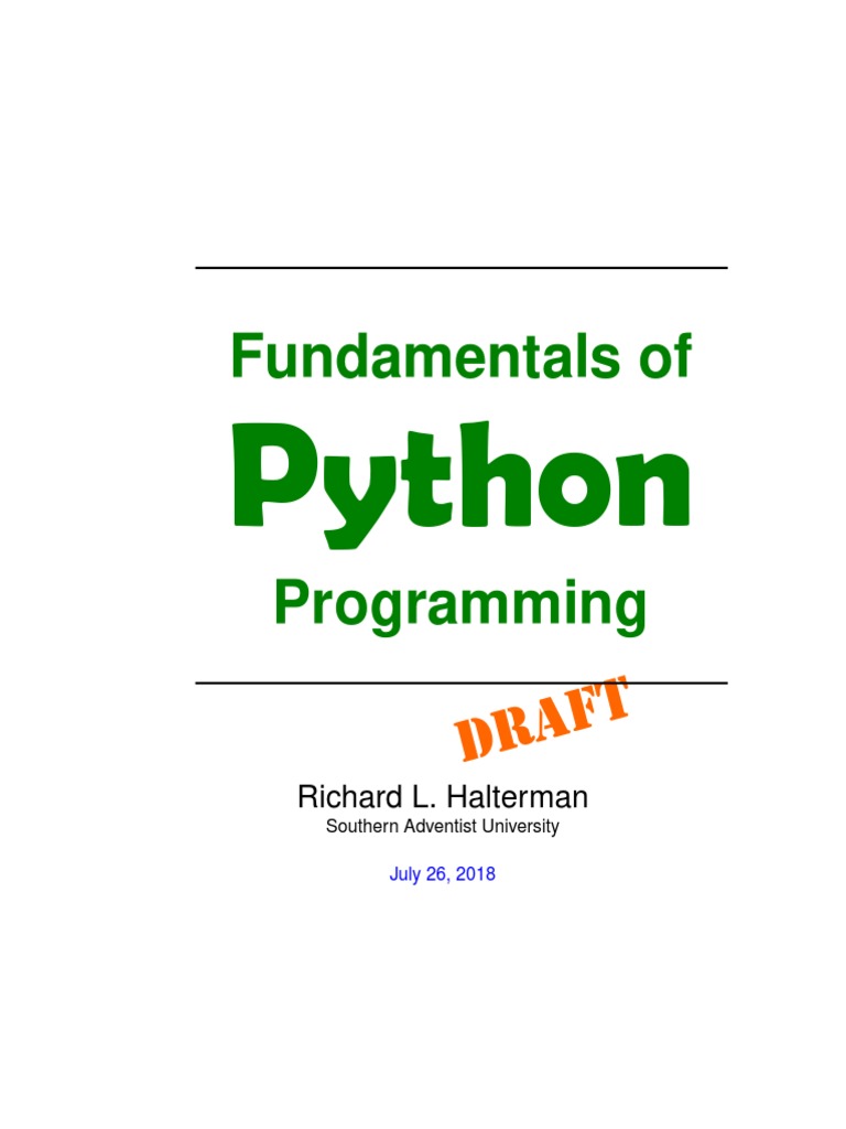0804 Fundamentals Of Python Programming Pdf Control Flow Variable Computer Science