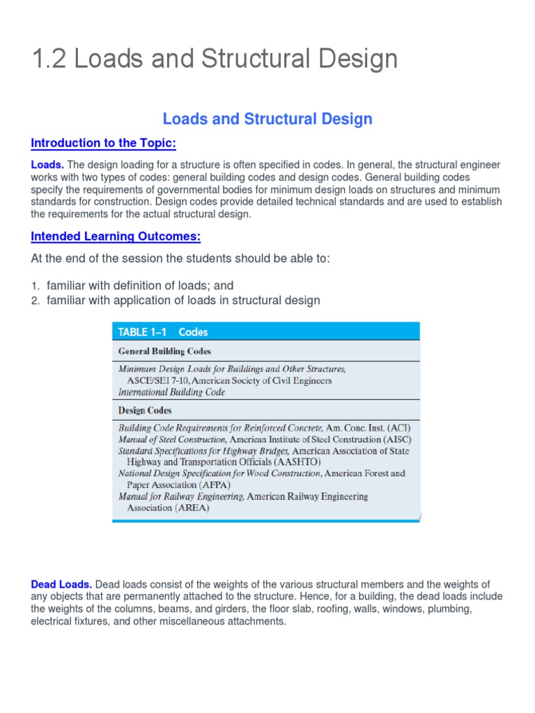 Module 1.2 | PDF | Structural Load | Building Engineering