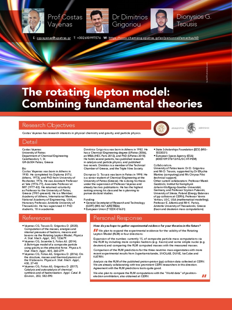 The Rotating Lepton Model: Combining Fundamental Theories: Prof Costas ...