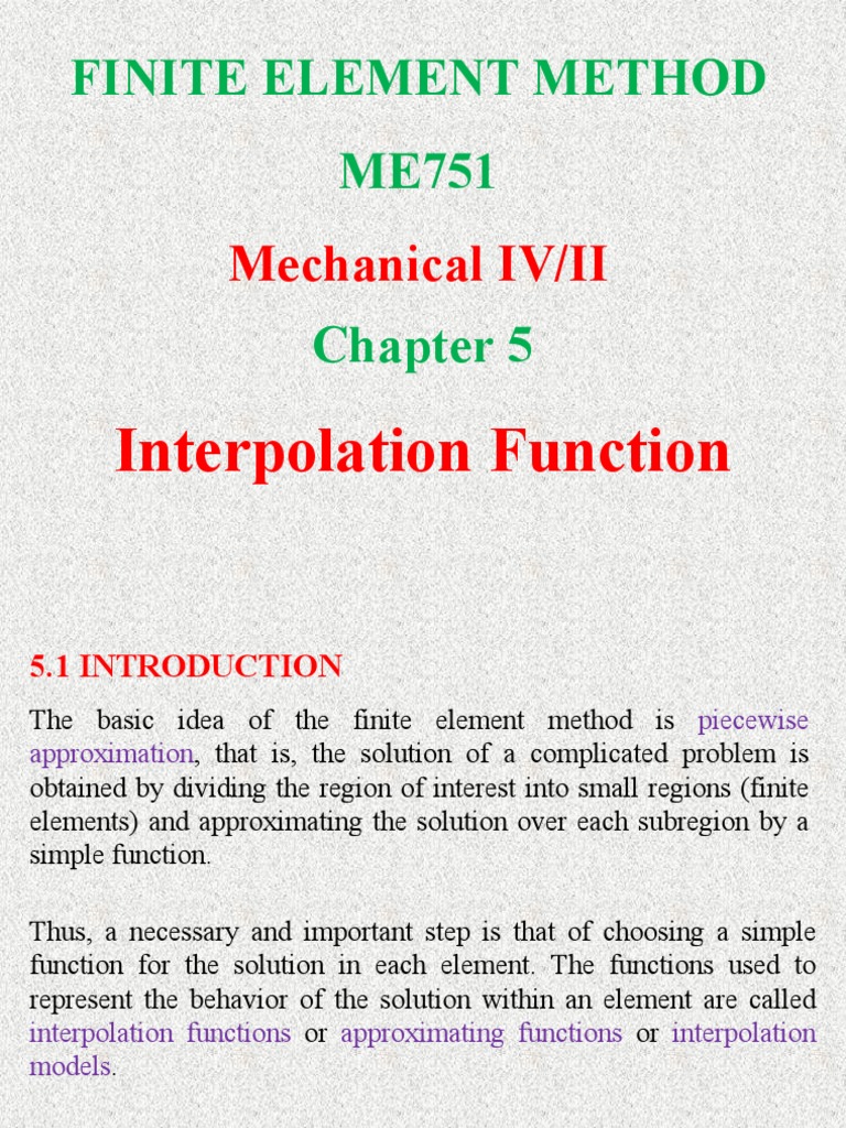 05 Interpolation Functions For Finite Element Formulation Pdf Interpolation Finite Element