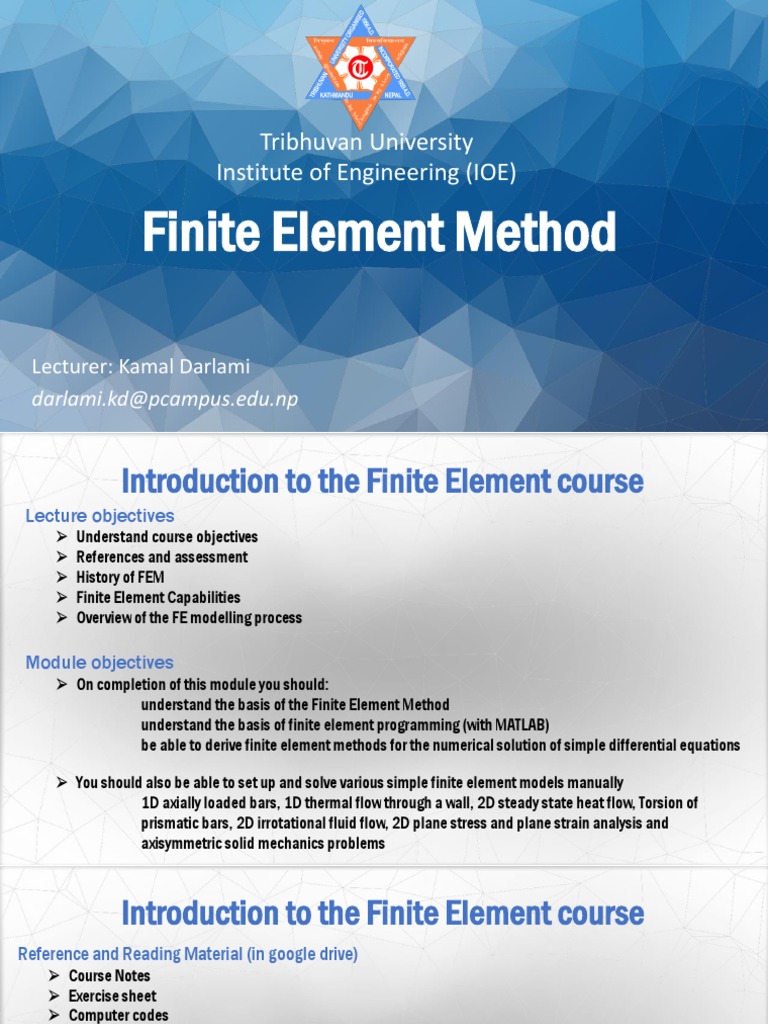 Lec 1 - Finite Element Method | PDF | Finite Element Method ...