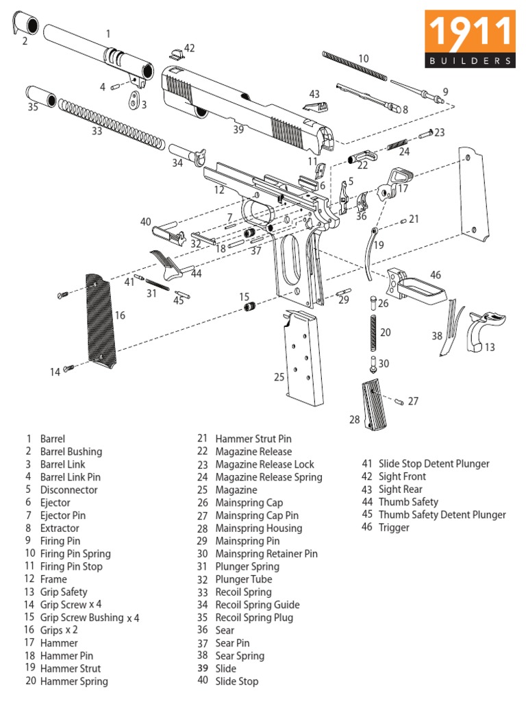 1911 Part List | Download Free PDF | Hazards | Military Technology
