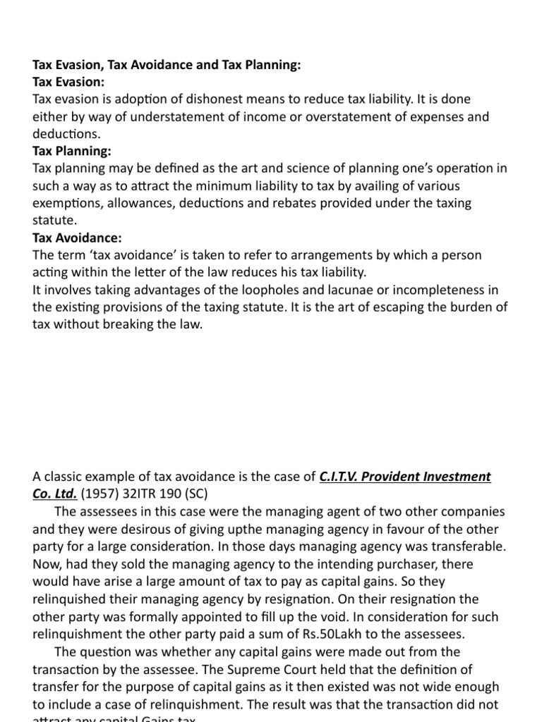 Tax Evasion vs. Tax Avoidance Explained | PDF | Tax Avoidance | Taxes