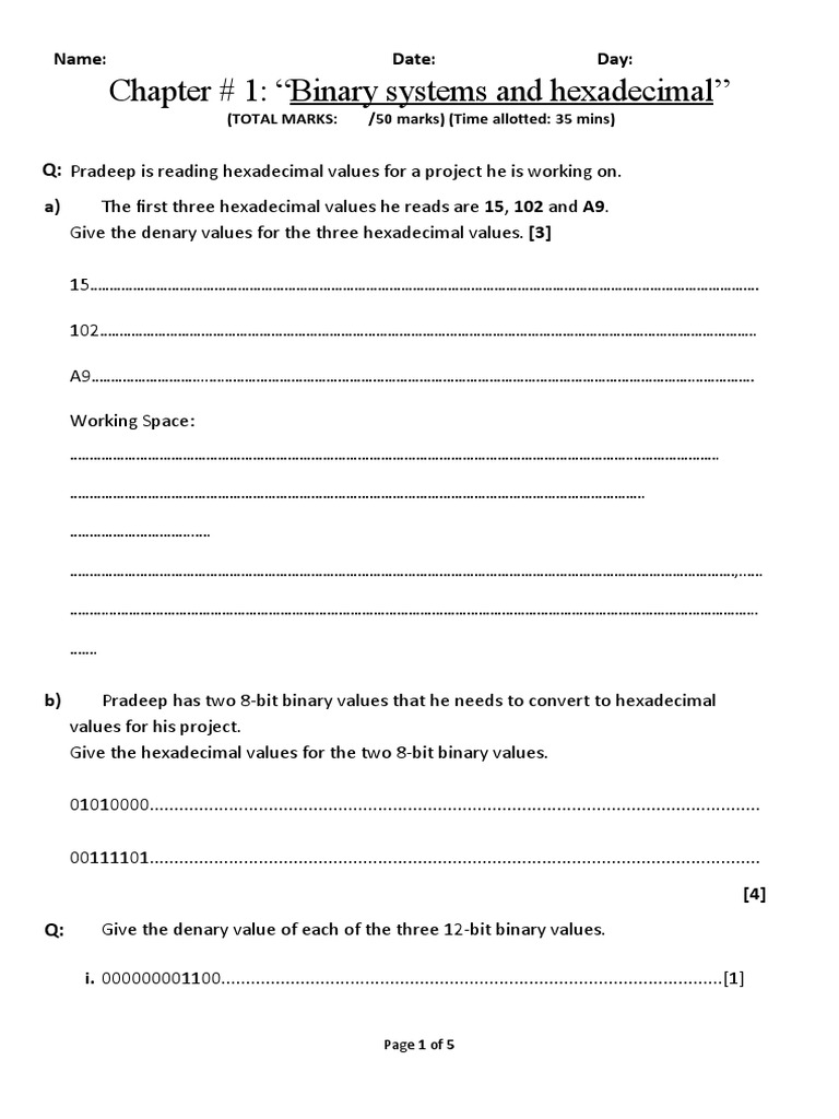 Chapter # 1: "Binary Systems and Hexadecimal" | Download Free PDF | Computer Data | Computer Science