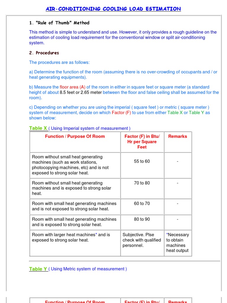 Aircon Cooling Load Estimation | PDF | Air Conditioning | Metre