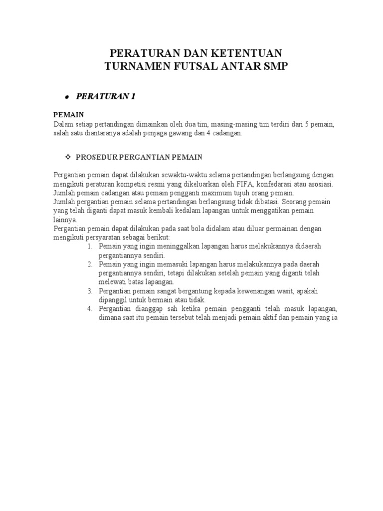 Peraturan Futsal | PDF