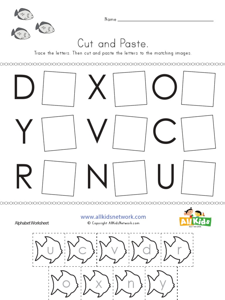 Fish Cut and Paste Letter Matching | PDF