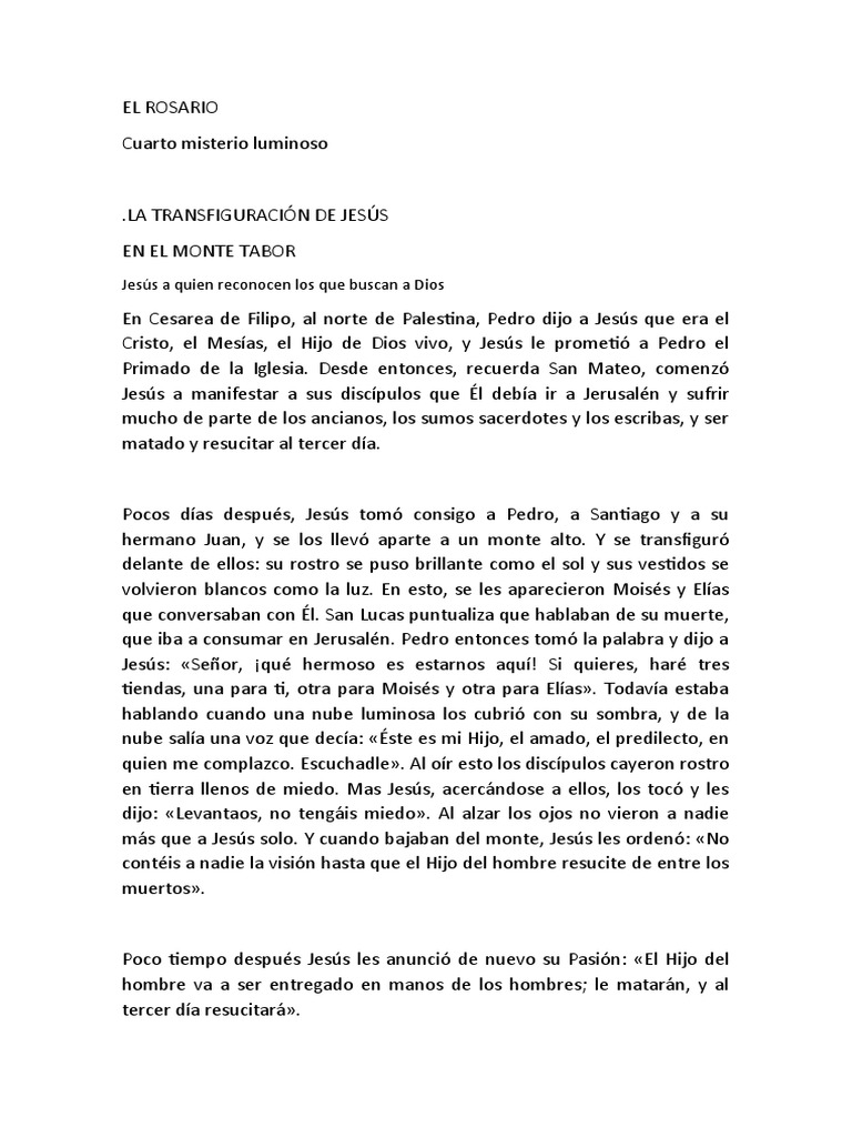 Cuarto Misterio Luminoso | PDF | eucaristía | San Pedro