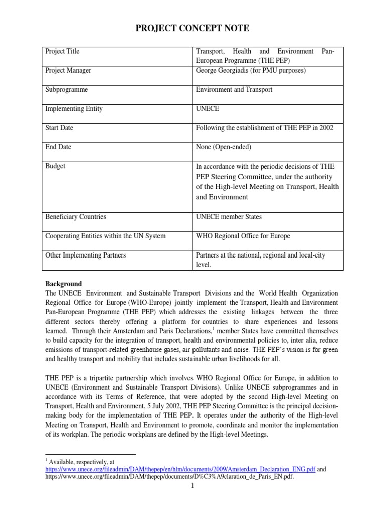 Project Concept Note The PEP 05 NTC | PDF | Sustainable Transport ...