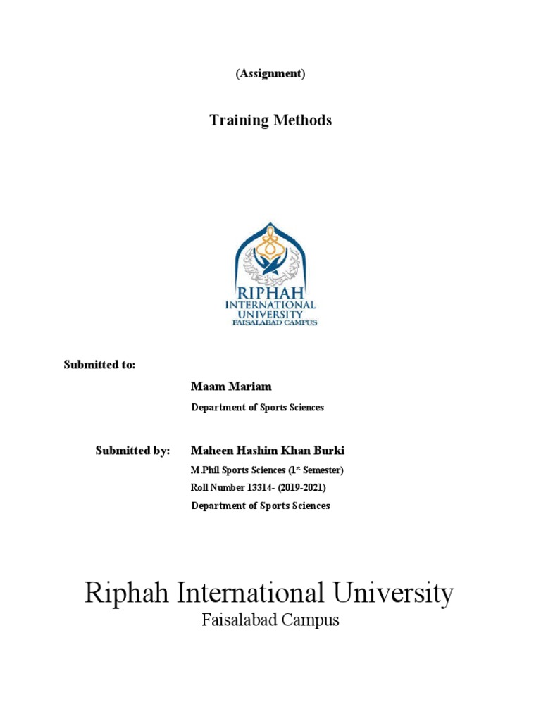 Assignment Training Method | PDF | Weight Training | Strength Training