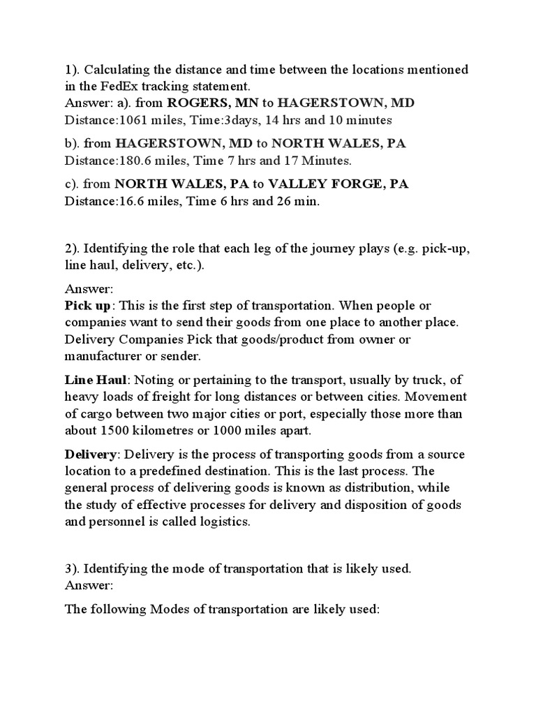 Transport Peer Graded Assignment Coursera | PDF | Cargo | Delivery ...