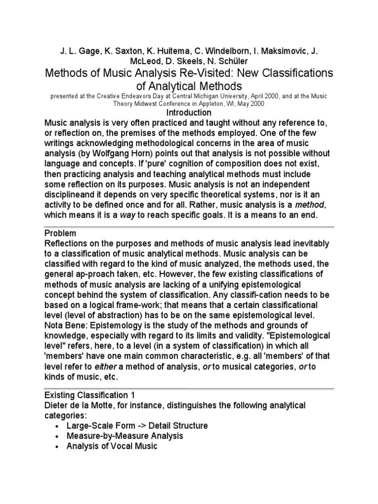 AAVV - Methods of Music Analysis | PDF | Analysis | System