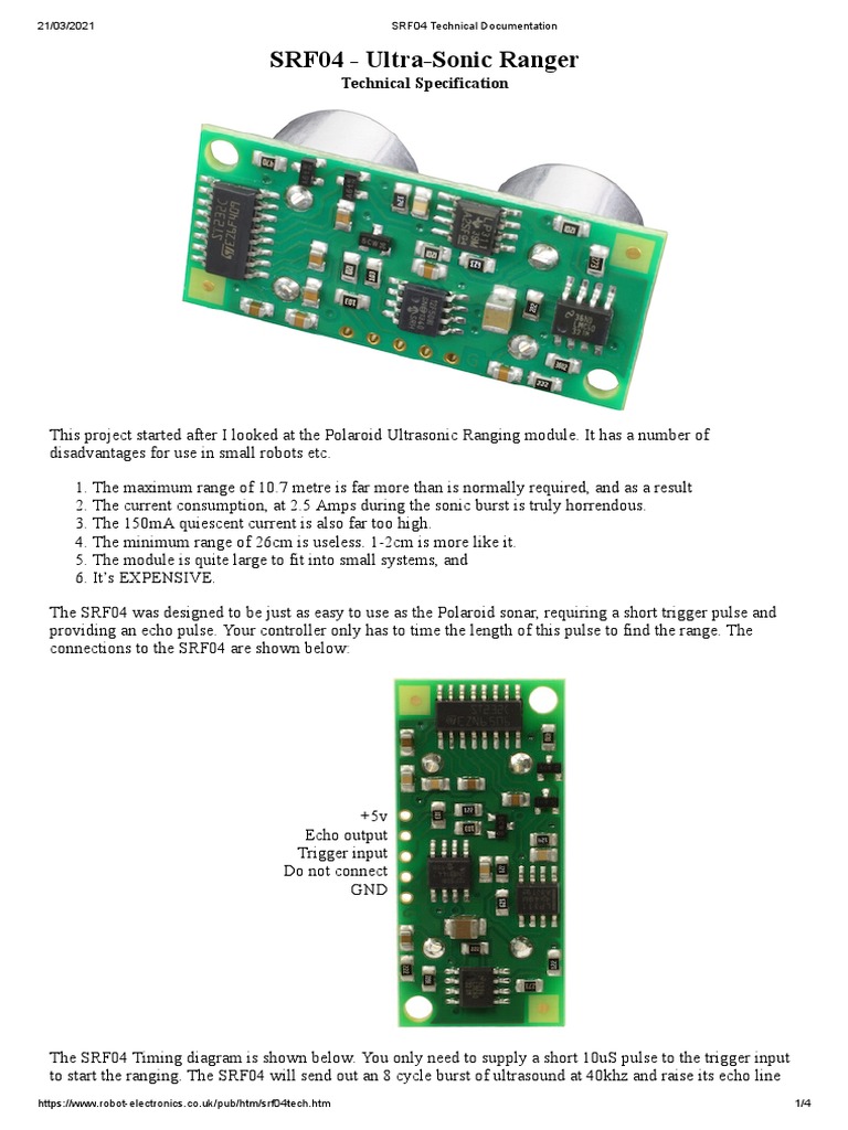 SRF04 Ultrasonic Sensor Guide | PDF | Ultrasound | Operational Amplifier