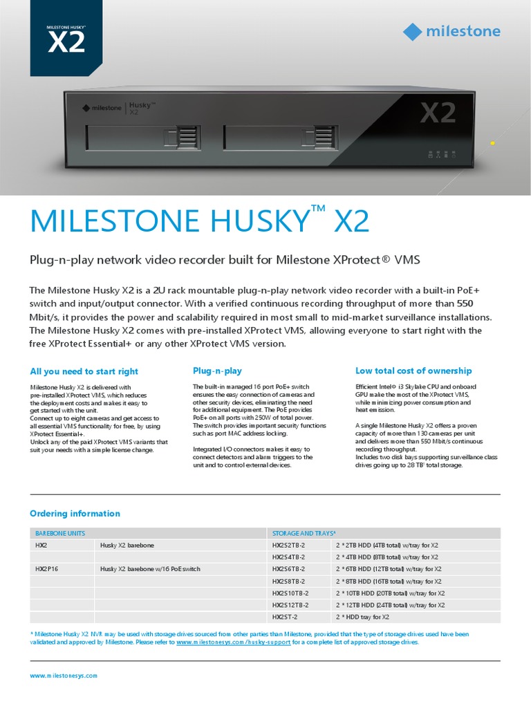 6-2 Milestone Husky X2 Specification Sheet | PDF | Hard Disk Drive | Hdmi