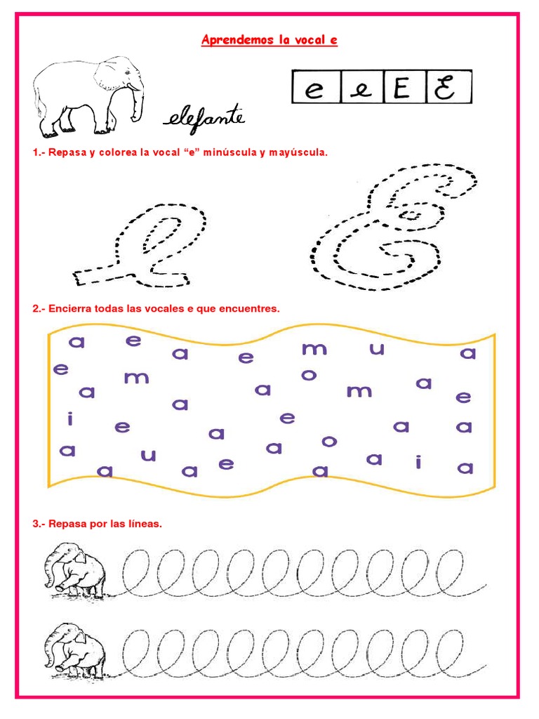 Aprendemos La Vocal e | PDF