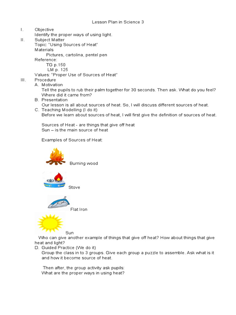 Sources of Heat for Grade 3 | PDF