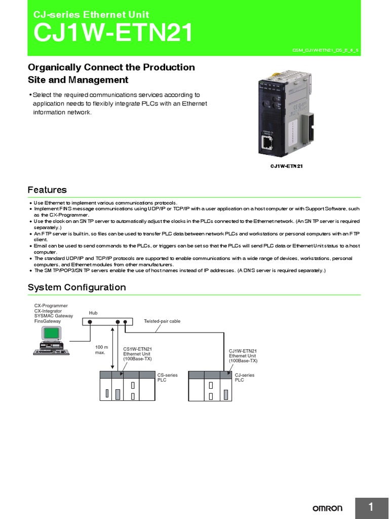 Cj1w-Etn21 Ds e 6 5 csm2090 | PDF | Network Socket | Transmission ...