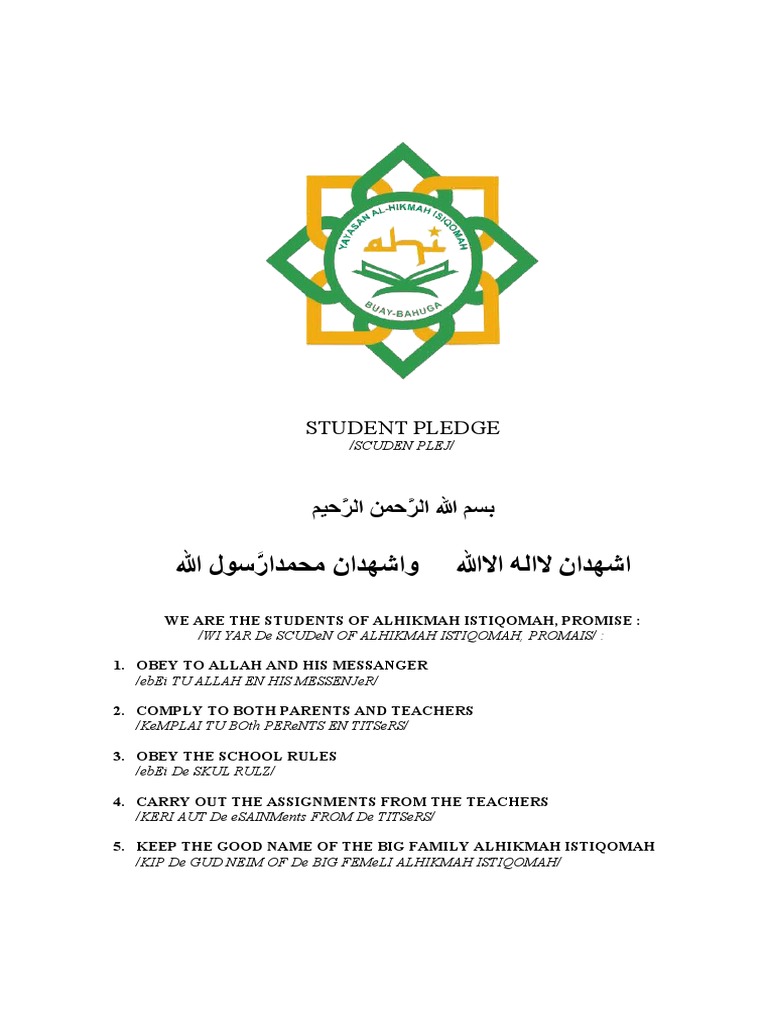 Student Pledge: /scuden Plej | PDF