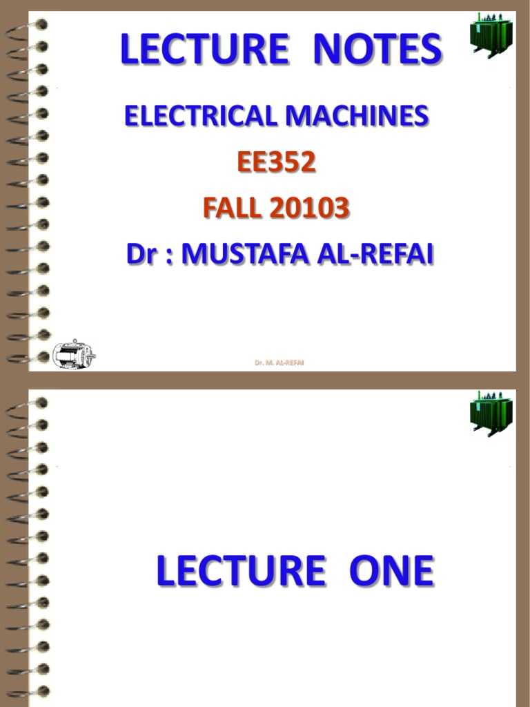 Lecture Notes: Electrical Machines | PDF | Electromagnetic Induction ...