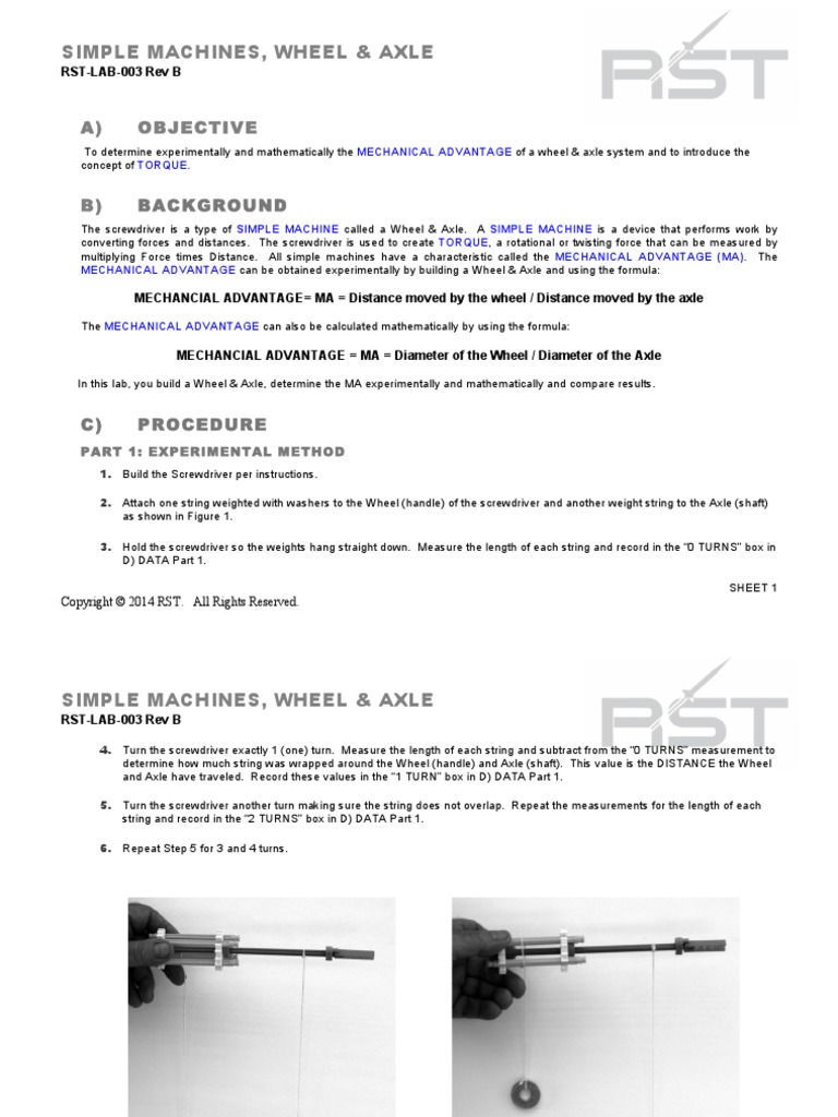 Simple Machines, Wheel & Axle: A) Objective | PDF | Machines | Torque