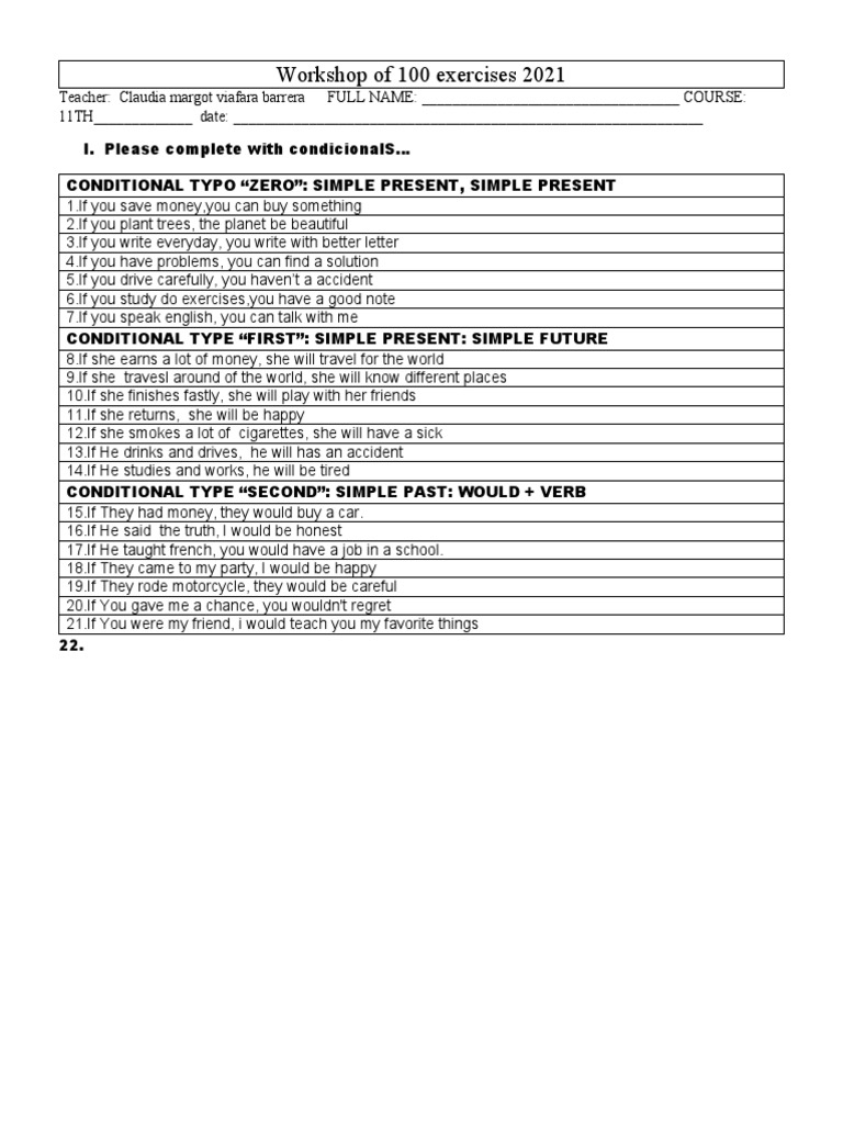 Workshop of 100 Exercises 2021 | PDF