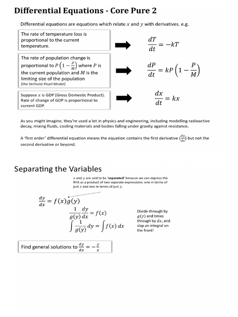 Chapter 7: Differential Equations (CP2) | PDF