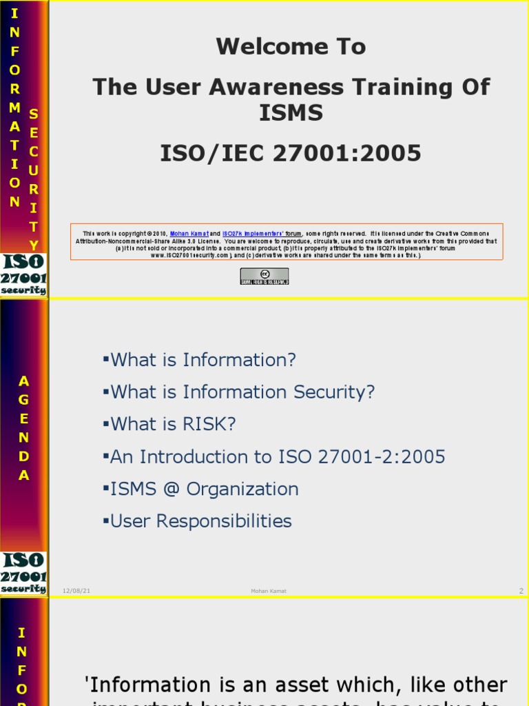 Welcome To The User Awareness Training of Isms ISO/IEC 27001:2005 | PDF ...